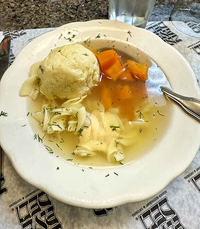 That matzo ball could double as a flotation device, bobbing majestically in golden, soul-healing chicken broth.