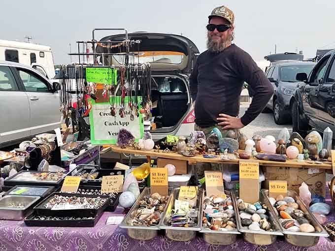 Outdoor vendors bring their A-game with crystals and handcrafted goods, turning parking lots into treasure troves.
