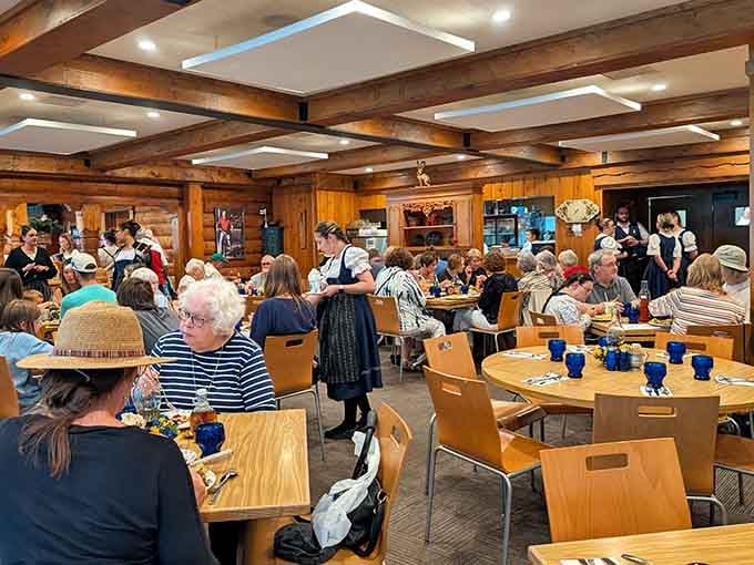 The bustling dining room fills with families and friends, all united by their love of good food.