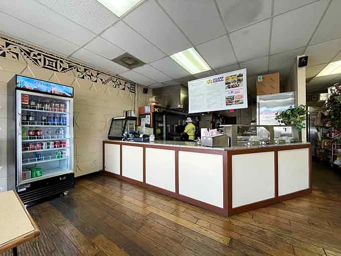 The counter at Ana's Island Grill where mainland meets Pacific, and your Hawaiian food dreams become delicious reality.