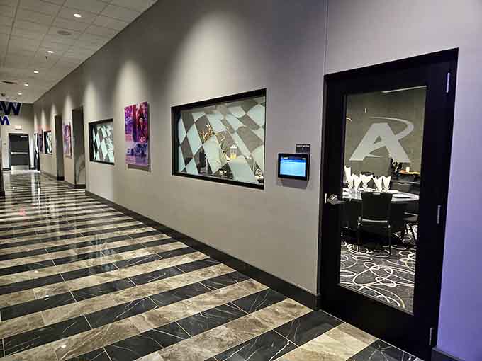 Even the hallways look cooler than most people's living rooms, with racing photography lining every wall beautifully.