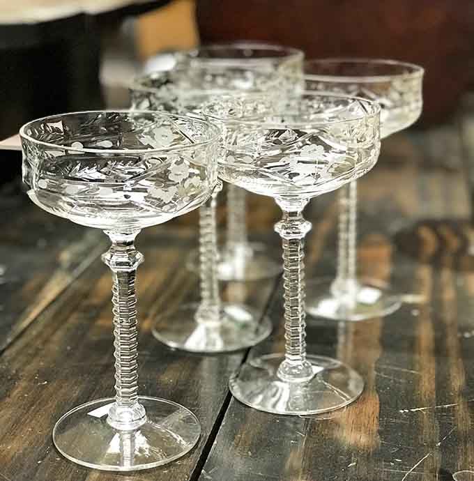 Elegant vintage glassware that would make your grandmother nod approvingly at your sophisticated taste and thrifty ways.