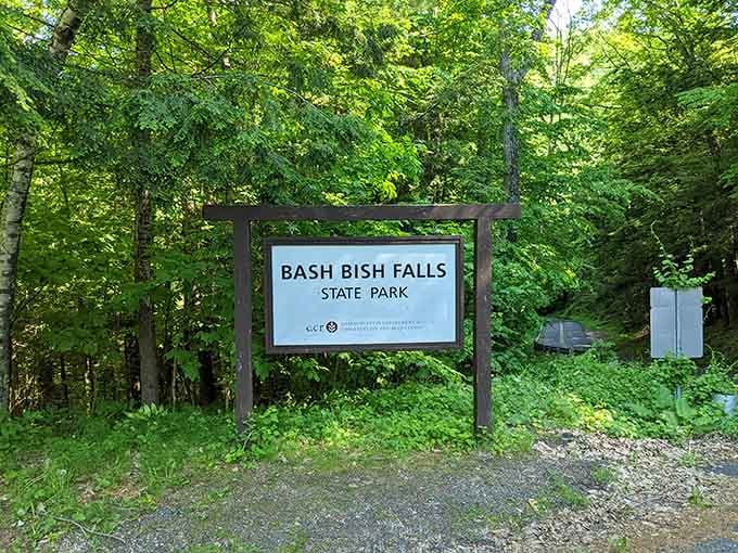 This simple wooden sign announces your arrival at Massachusetts' most spectacular natural water feature.