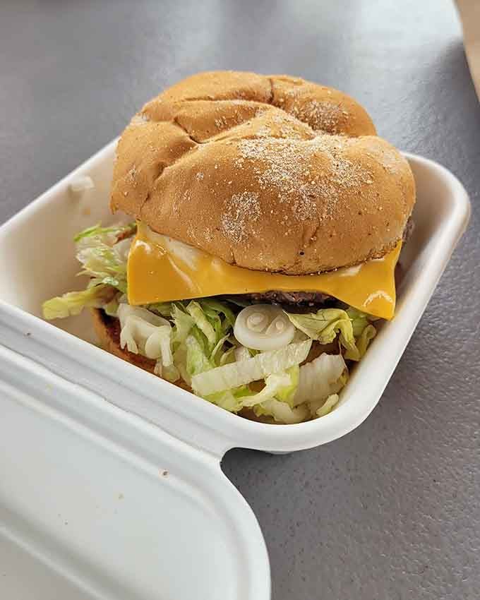 Sometimes the classics reign supreme: crisp lettuce, melted American cheese, and a bun that cradles it all like edible heaven.