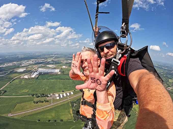 Nothing says "I'm fully alive" quite like jumping out of a perfectly good airplane over Wisconsin farmland below.