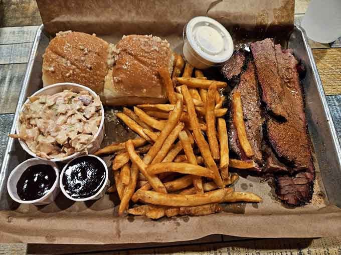 Brisket sliced this perfectly doesn't happen by accident, only by someone who genuinely cares about your happiness.