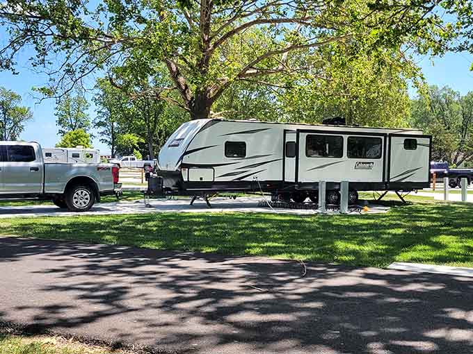 RV camping with lake views that make you question why you ever paid for cable television back home.