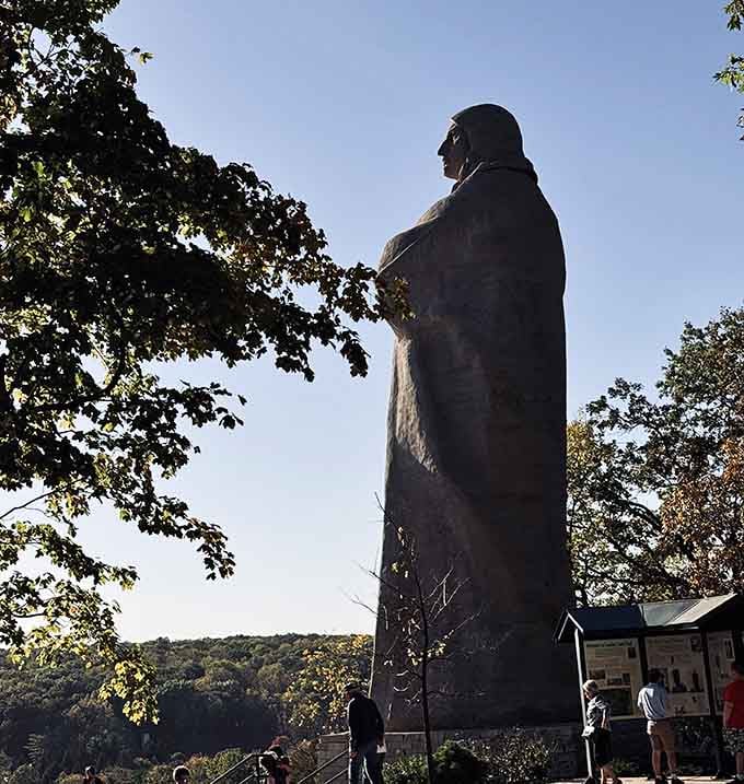 Backlit and magnificent, the statue creates a silhouette that photographers dream about and visitors never forget completely.