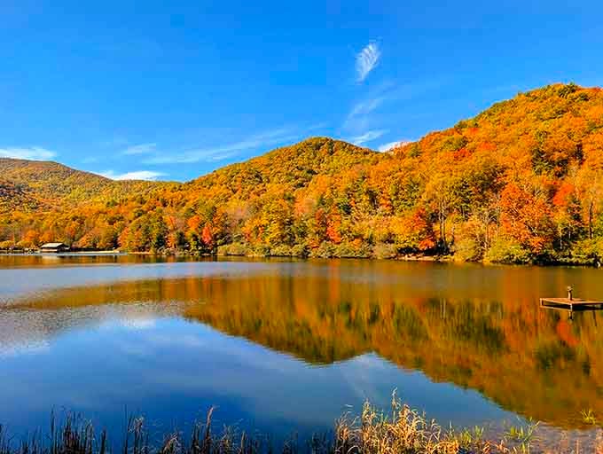 Vogel State Park's lake mirrors autumn colors so perfectly that Mother Nature clearly has a flair for the dramatic.