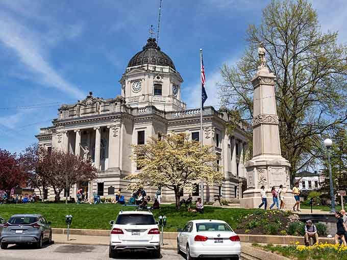 The Monroe County Courthouse stands proud, reminding everyone that civic architecture once meant something beyond concrete boxes.