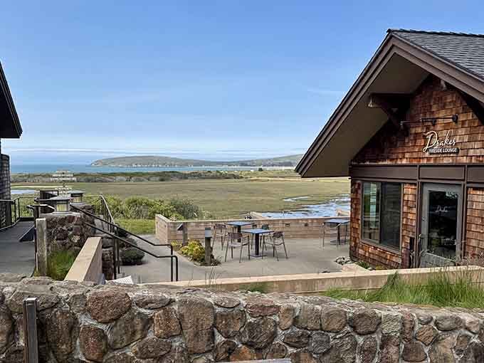 Sweeping views from the dining patio where your meal comes with complimentary whale watching potential.