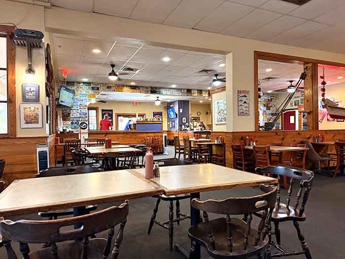 The dining room strikes that perfect balance between nautical charm and "let's just eat" practicality we all appreciate.