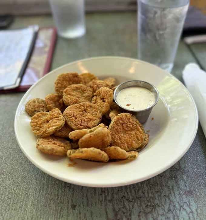 Golden, crispy fried pickles paired with creamy dipping sauce provide the perfect savory snack for you to share and enjoy.