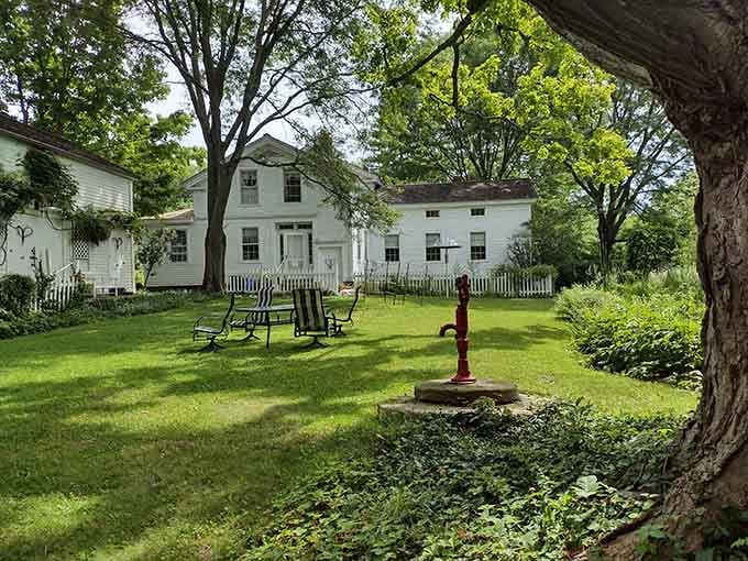 Behind the inn, the peaceful grounds invite you to slow down and soak in the tranquility.