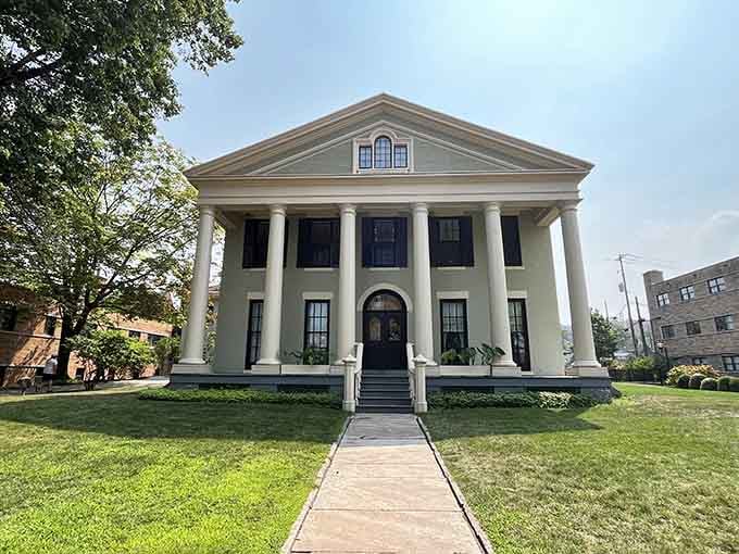 Greek Revival columns stand proud on this historic site where Teddy Roosevelt took the presidential oath in 1901.