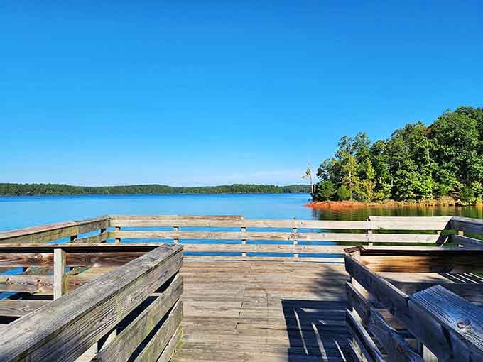The dock extends into tranquility itself, perfect for contemplating life or just watching water do its thing.