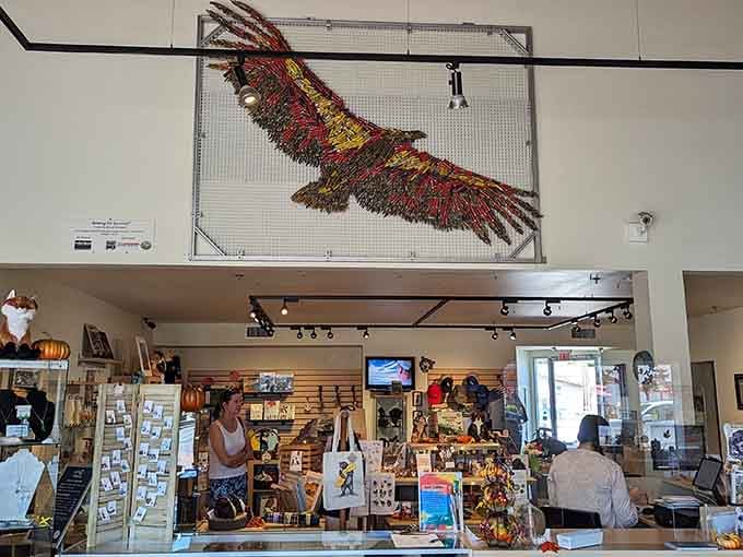 The gift shop features local artists' work and nature-themed treasures worth taking home.