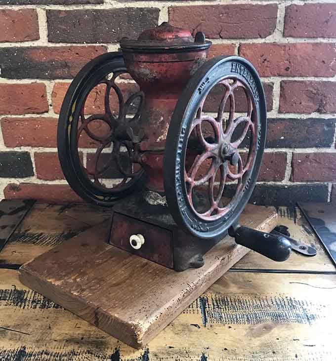 Antique coffee grinders from when making coffee required actual effort and impressive biceps.