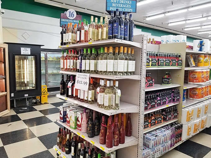 Wine and specialty bottles crowd the shelves, turning a simple shopping trip into an impromptu tasting tour adventure.