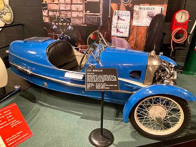 This brilliant blue Morgan three-wheeler looks like someone crossed a motorcycle with a sports car and nailed it.