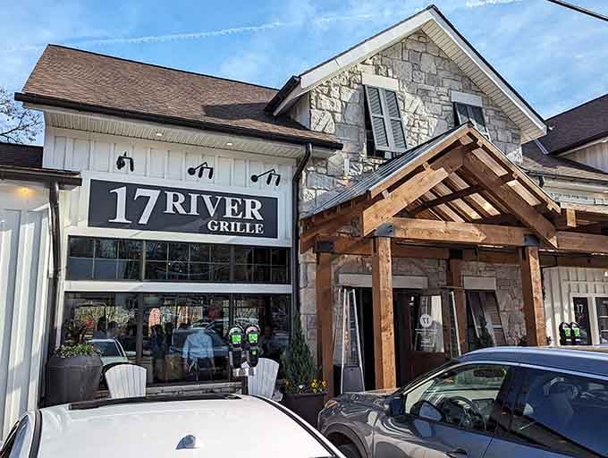 17 River Grille combines rustic timber with stone elegance, looking like a lodge where good food happens naturally.
