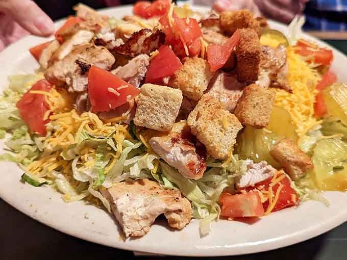 Even the salads here look like they're having a better time than salads at fancier establishments.