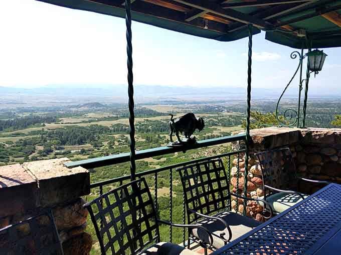 Sipping tea with the Front Range stretched before you beats any European castle view, honestly.