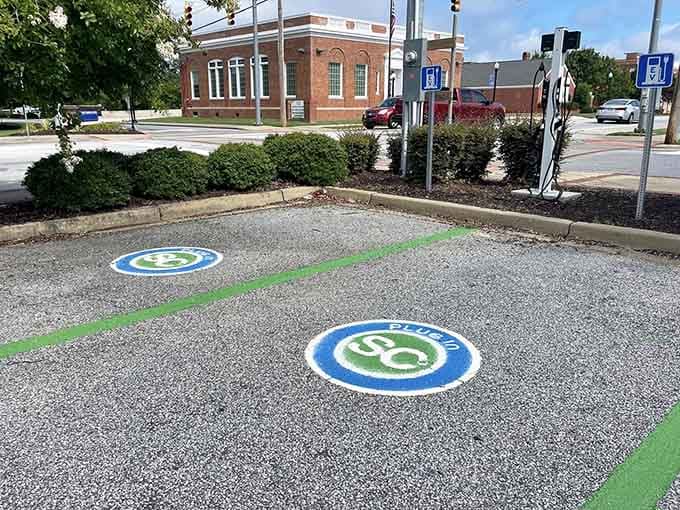 Even the EV charging stations here prove Clinton's keeping pace with the future while honoring its past.