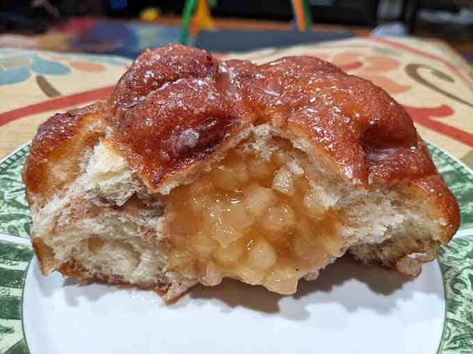 Apple fritters loaded with fruit chunks show what happens when apples finally achieve their highest and best purpose.