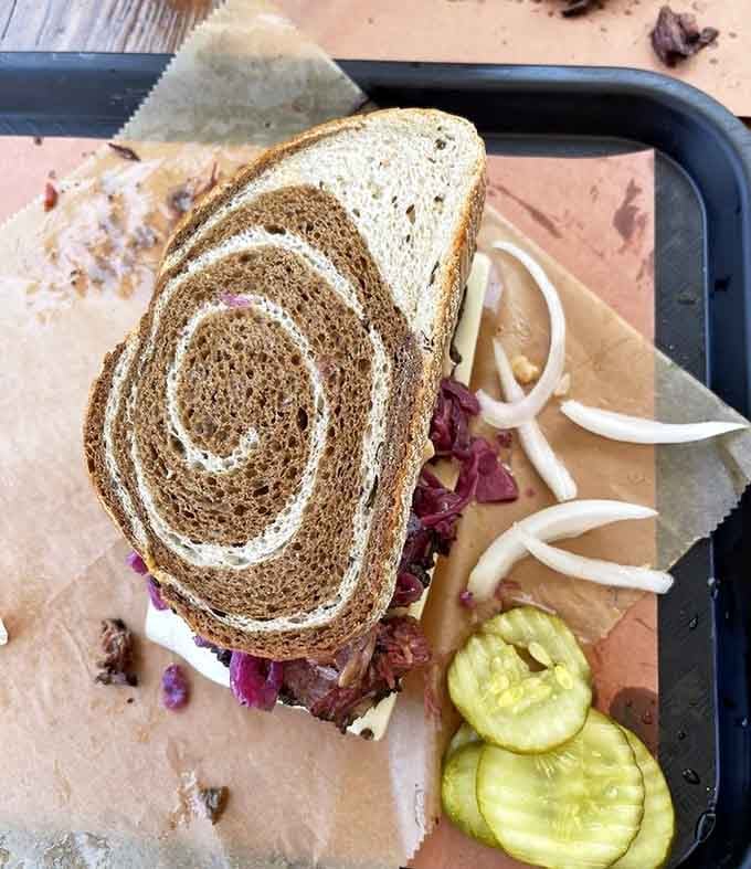 Pastrami on marbled rye with all the fixings shows this place doesn't play favorites, it excels at everything.