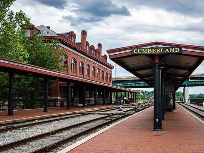 That "Cumberland" sign hits different when you realize this unassuming town connects two of America's most legendary bike trails together.