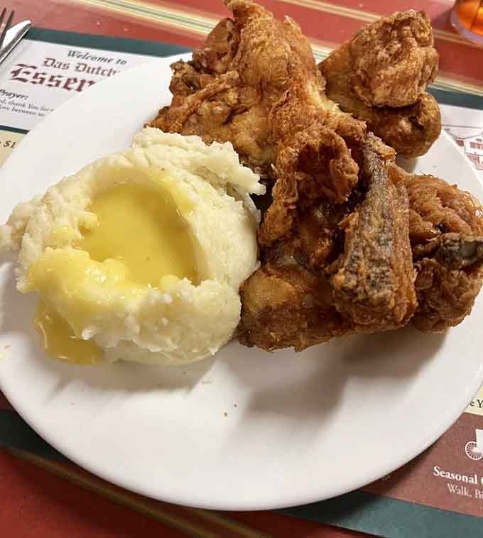 Crispy broasted chicken meets a mountain of real mashed potatoes in this comfort food power couple.