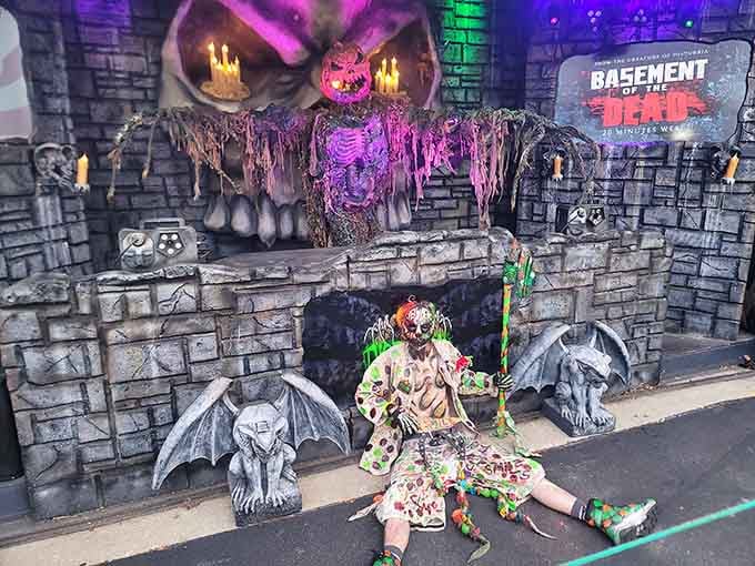 The Basement of the Dead entrance looks cheerful enough to make you forget what "dead" actually means.