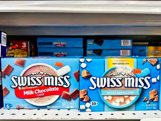 Swiss Miss hot cocoa with marshmallows is basically a hug in a mug for cold mornings.