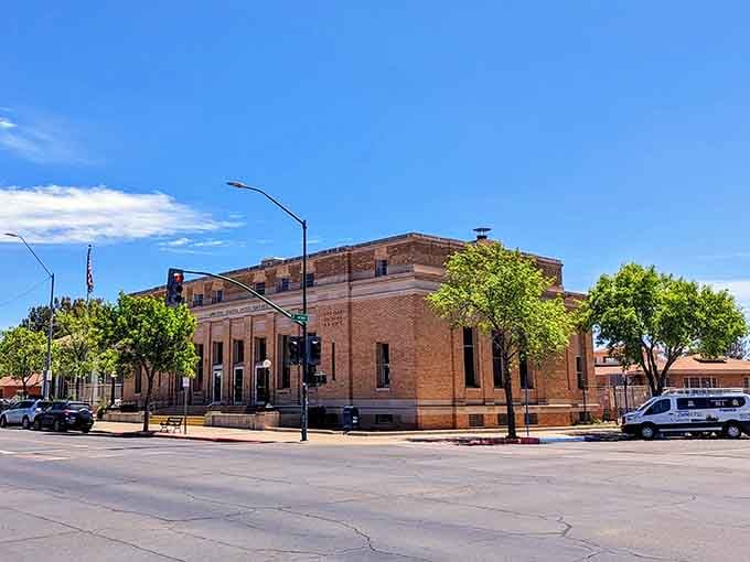 Even the post office looks like it belongs in a time when people actually wrote letters by hand.
