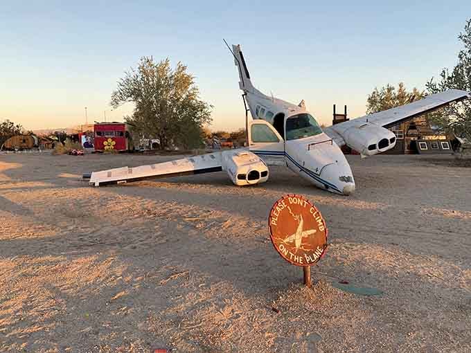 This grounded aircraft proves that not all who wander are lost, some just land in unusual places.