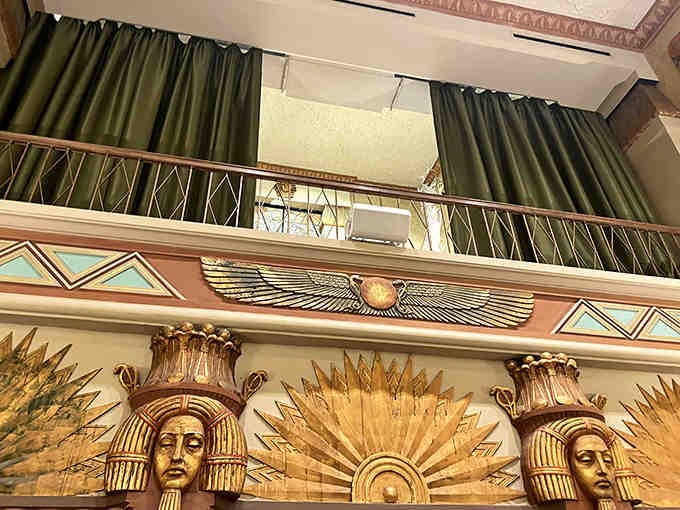 Painted murals depicting the Nile and pyramids transform balcony views into something Cecil B. DeMille would envy.