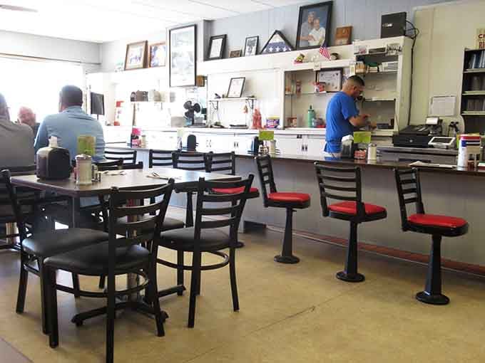 Red-cushioned chairs and a well-worn counter tell stories of countless satisfied customers who've become devoted regulars over the years.