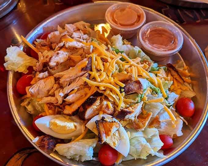 Even the salads here don't mess around, loaded with grilled chicken, eggs, and enough toppings for serious satisfaction.