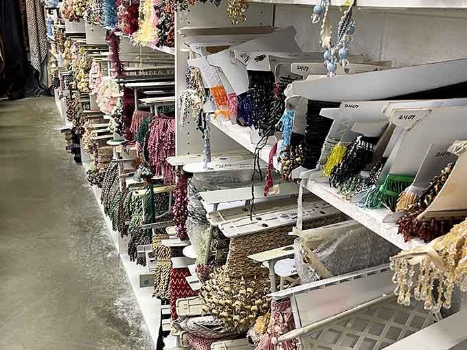 Decorative trims and tassels in every color and style, because sometimes your throw pillows deserve to be fancier than you are.