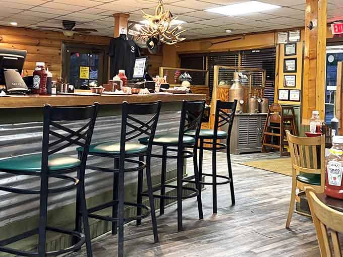 Counter seating with a view of the kitchen action, where you can watch breakfast magic happen in real time.