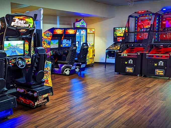 Racing games and classic arcade cabinets transport you back to when quarters were currency and fun was simple.