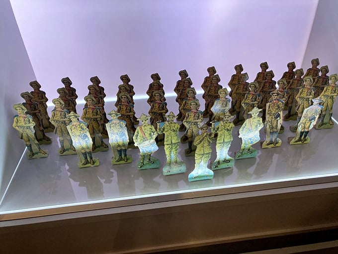 These miniature soldiers stand at attention like the world's most disciplined toy collection, perfectly preserved through time.