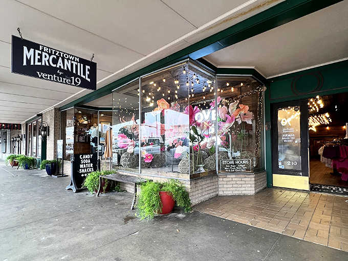 Colorful window displays at this mercantile practically beg you to come inside and browse for hours.