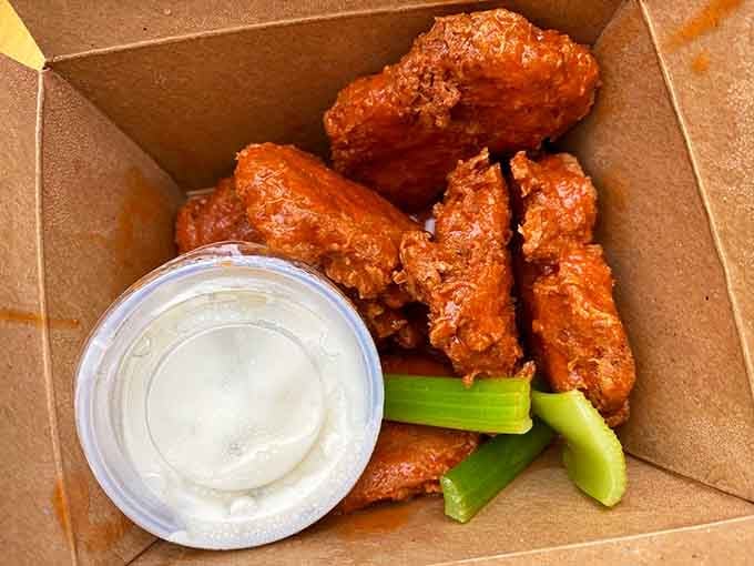 Buffalo wings that look suspiciously like the real deal because the Green Owl understands what people actually want to eat.