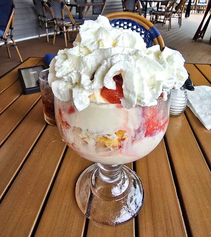 This strawberry sundae looks like it could feed a small family or one very determined dessert enthusiast.
