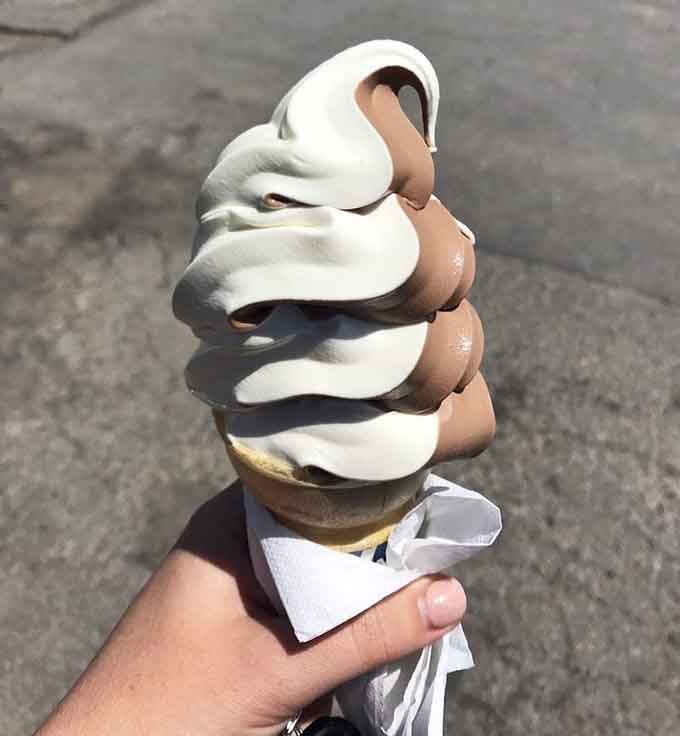 Soft-serve swirled this high requires both engineering skills and a complete disregard for gravity's opinions.