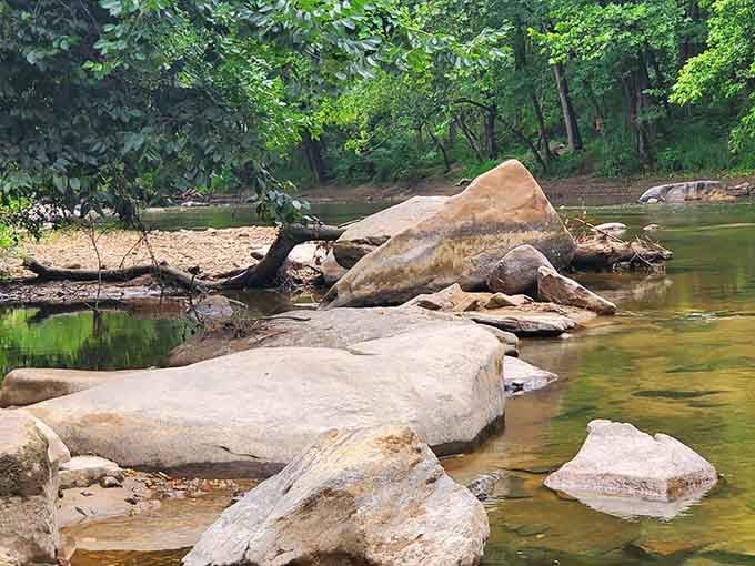 These river rocks have been naturally arranged into the perfect spot for contemplating life or just cooling your feet.