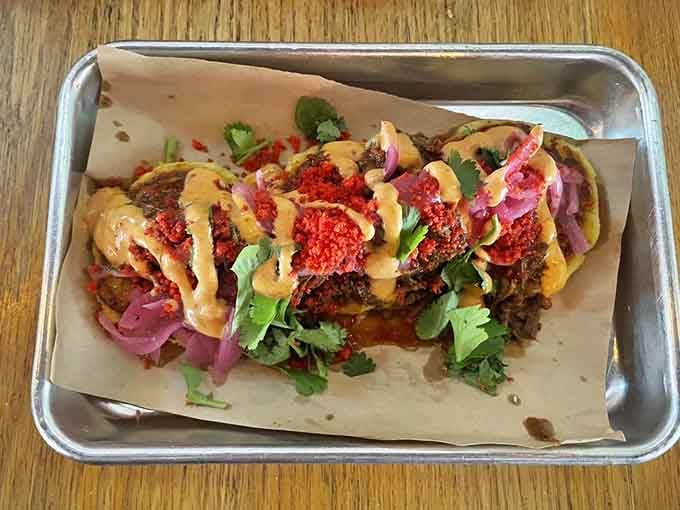 Loaded corn cakes that somehow manage to be breakfast, lunch, and dinner all at once, defying every culinary rule imaginable.