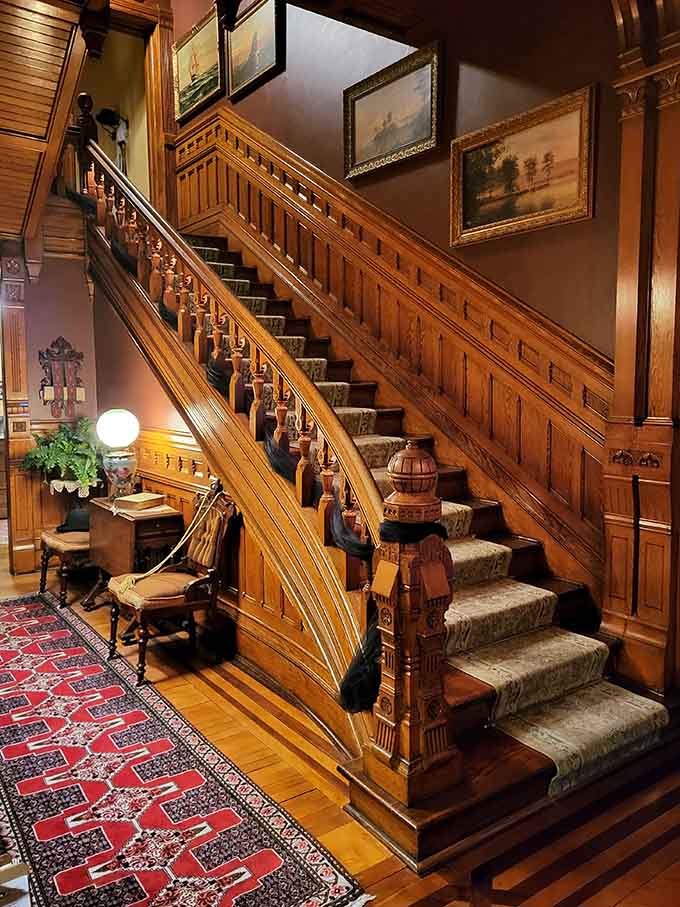 Stairs built when people had time to make an entrance instead of just running up them.